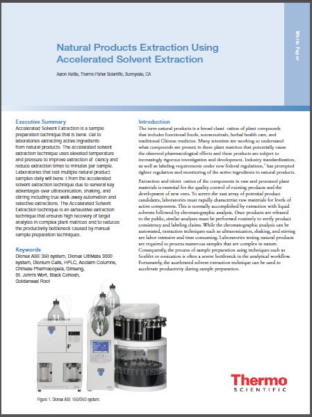 Natural Products Extraction Using Accelerated Solvent Extraction